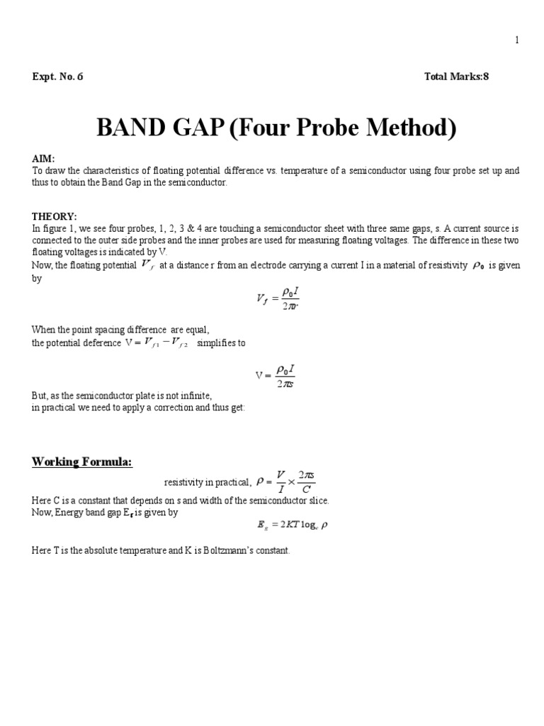 Band Gap Measurement in Semiconductors | PDF