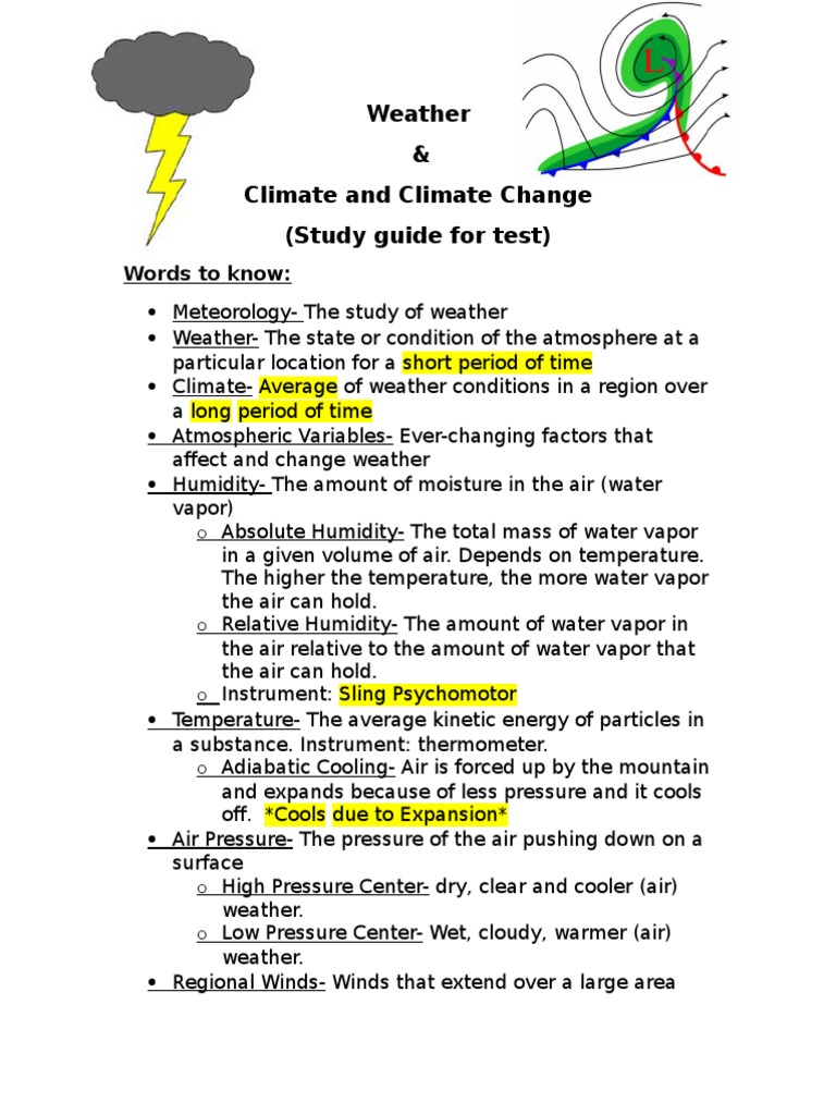 Weather Study Guide Earth Science | PDF | Wound | Weather
