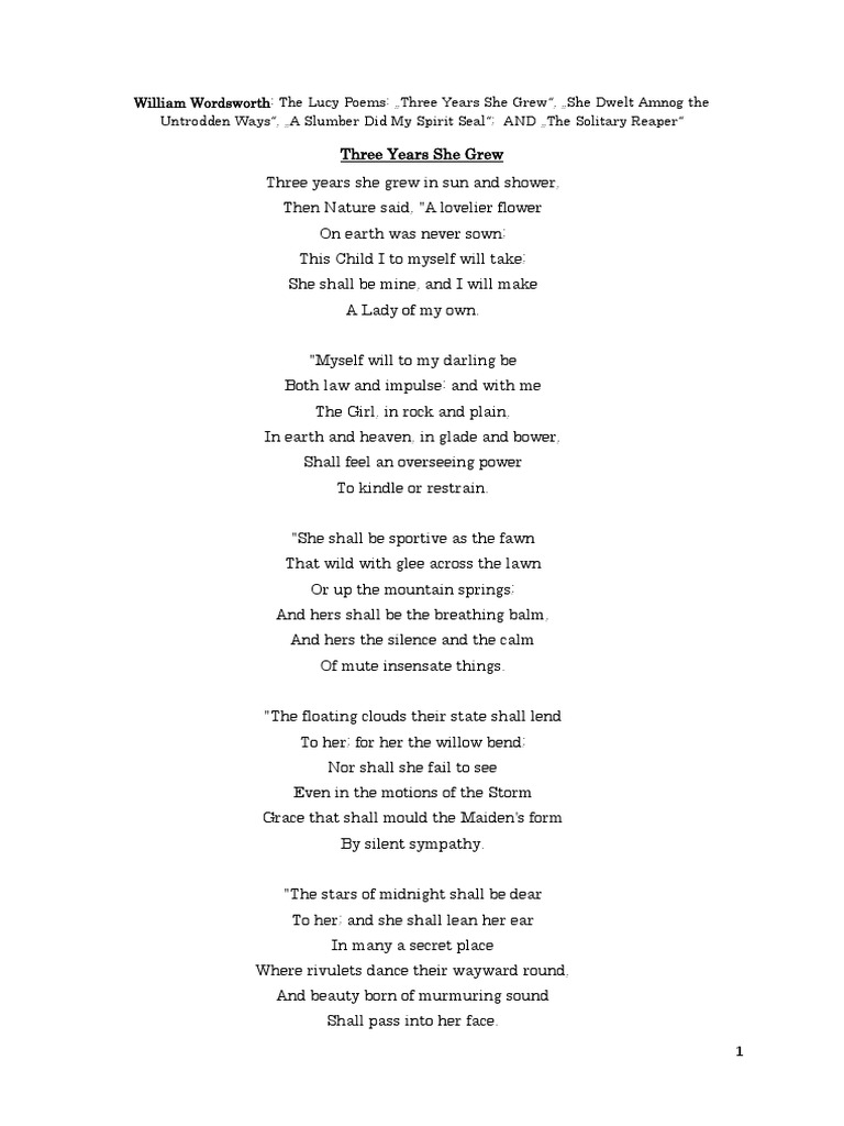 Reading Material Poems William WORDSWORTH | English Language Literature ...