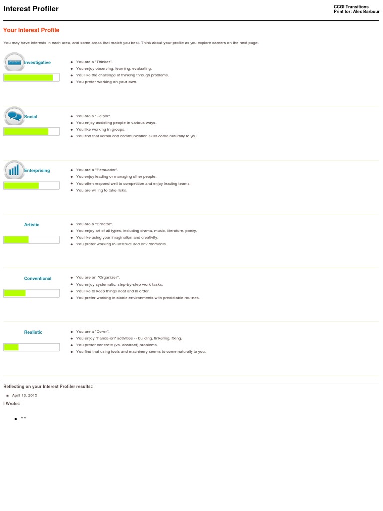 Interest Profiler | PDF