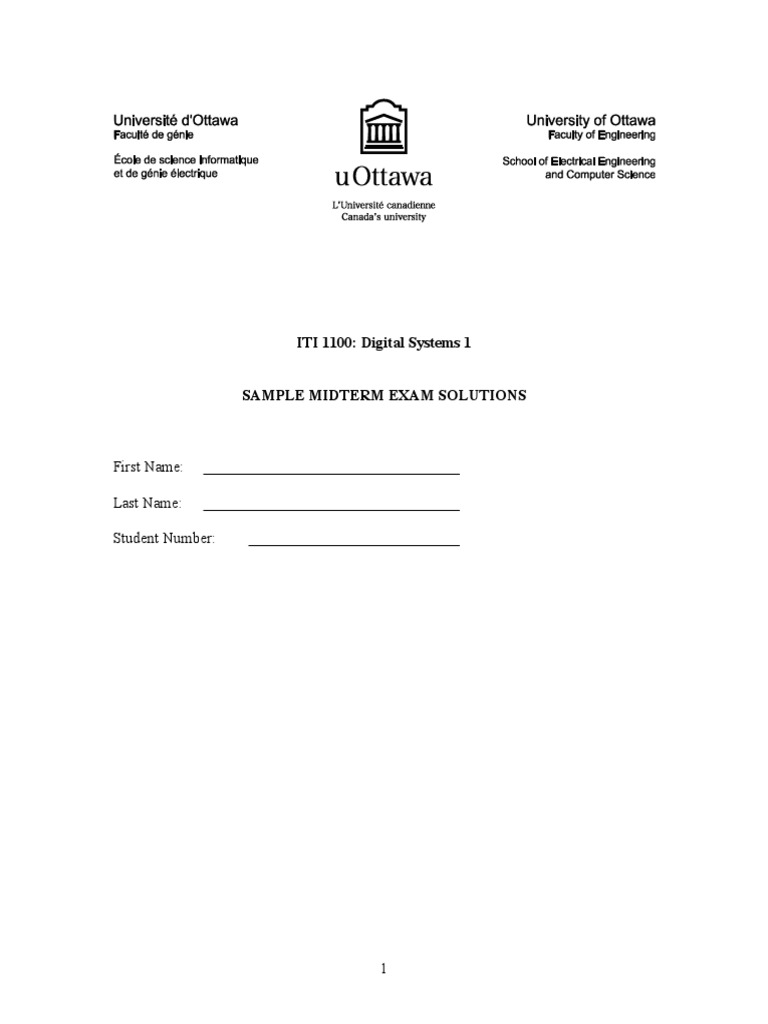 ITI 1100 Digital Systems Midterm Solutions | PDF | Teaching Methods & Materials | Computers