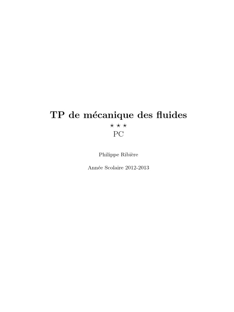 TP Mecanique Des Fluides PC Ribiere | Download Free PDF | Fluide | Pression