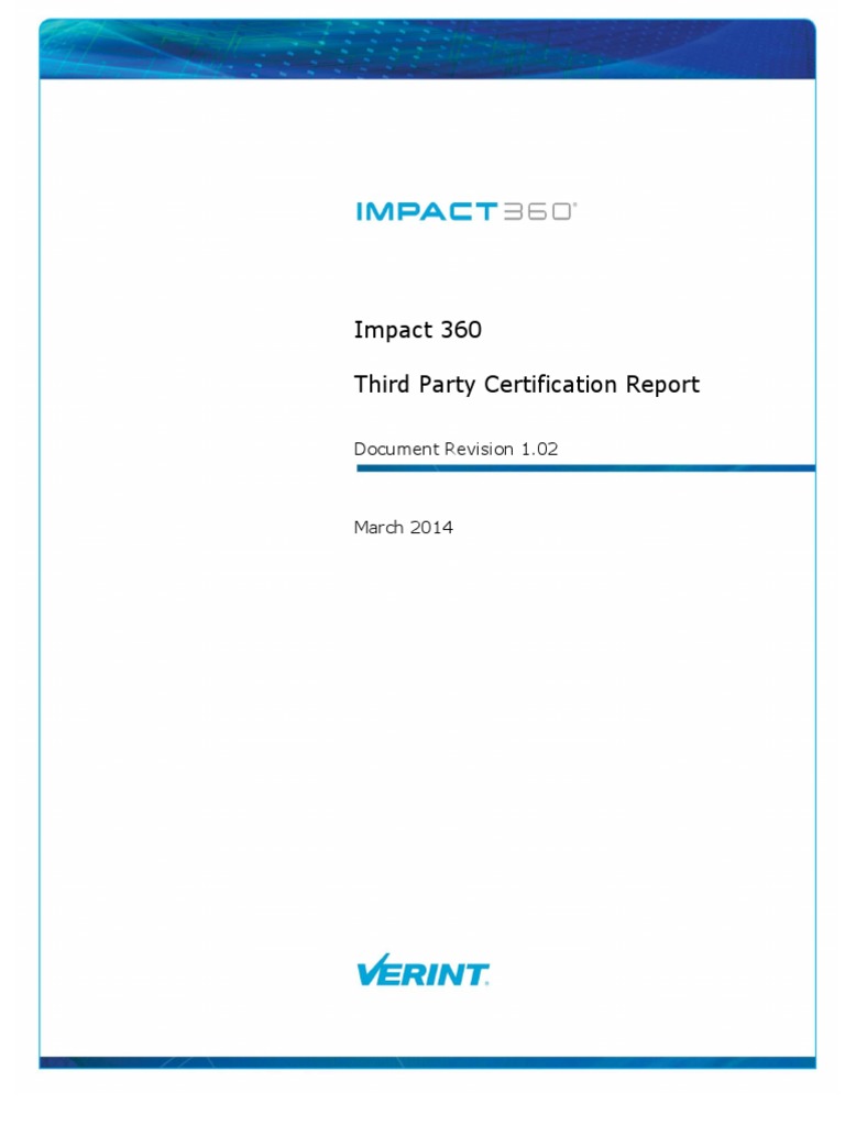 Verint Witness Impact 360 Third Party Certification Report | Download ...