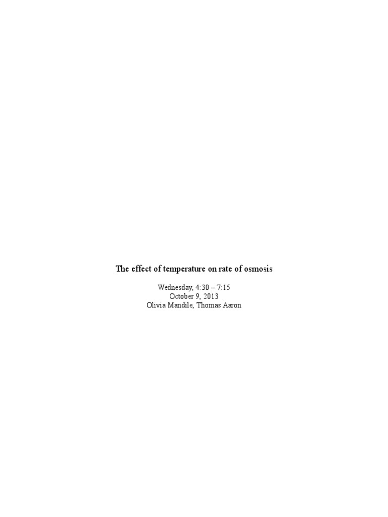 Osmosis Lab Report | PDF | Osmosis | Cell Membrane