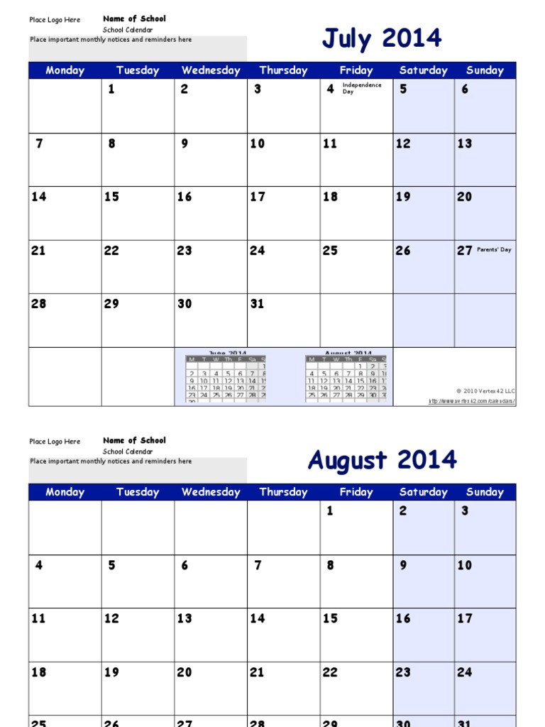 2014 2015 School Calendar Template Mon1st | PDF | Easter | Public Holiday