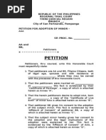Sample Petition For Adoption | PDF | Mother | Adoption