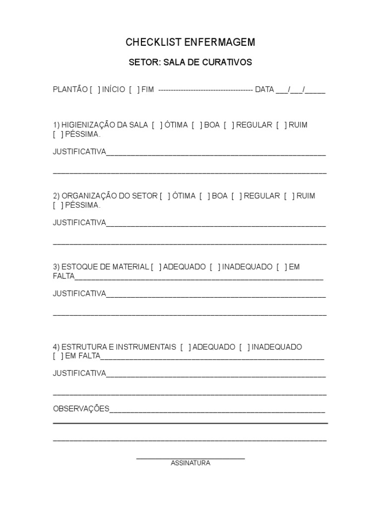 Checklist Enfermagem | PDF
