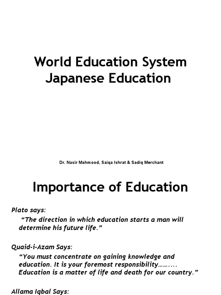 World Education System - Japanese Education | PDF | Pakistan ...
