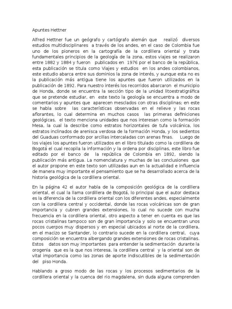 Apuntes geológicos pioneros de Alfred Hettner sobre la Cordillera ...