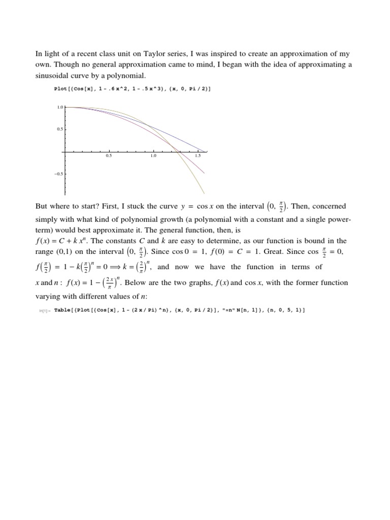 Cosine Approximation | PDF | Curve | Trigonometric Functions