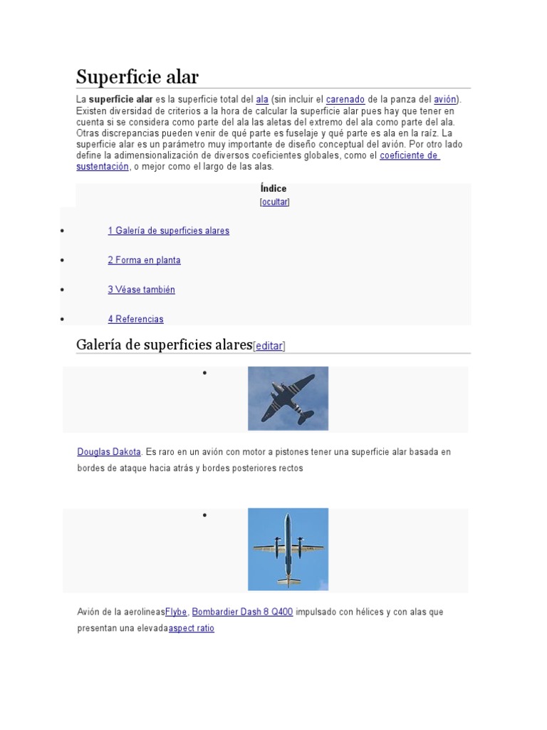 Superficie Alar en Aeronáutica | PDF | Avión | Levantar (Fuerza)