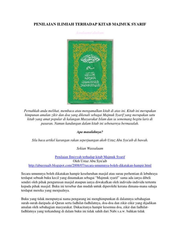 Penilaian Ilimiah Terhadap Kitab Majmuk Syarif | PDF | Agama ...