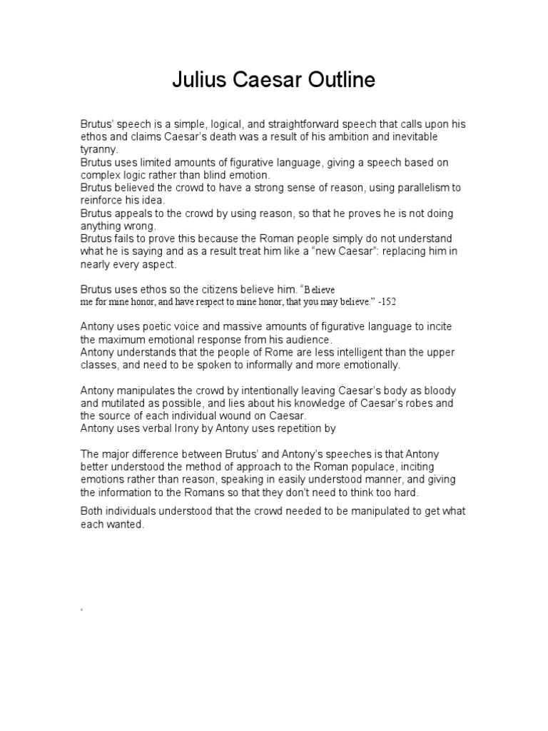 Brutus vs. Antony: Funeral Speech Analysis | PDF