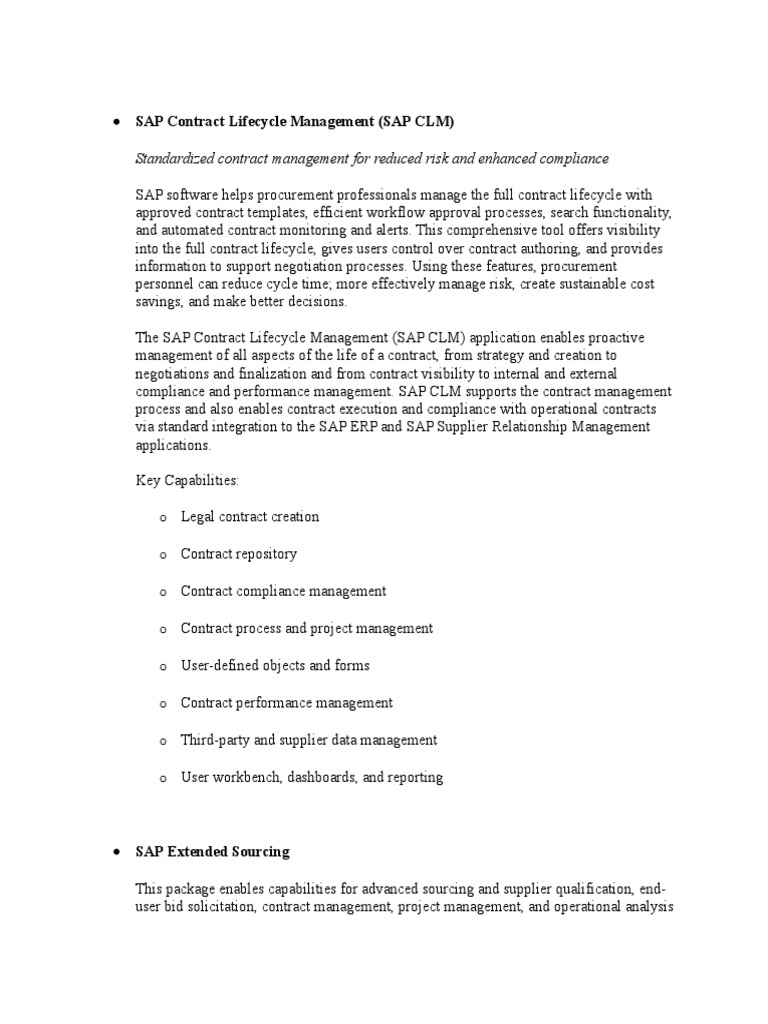 SAP CLM: Streamlined Contract Management | PDF | Product Lifecycle ...