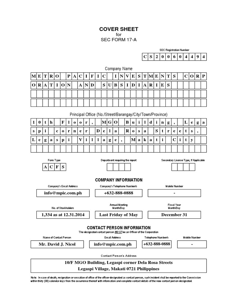 MPIC: Annual Report | PDF | Stocks | Environmental Monitoring