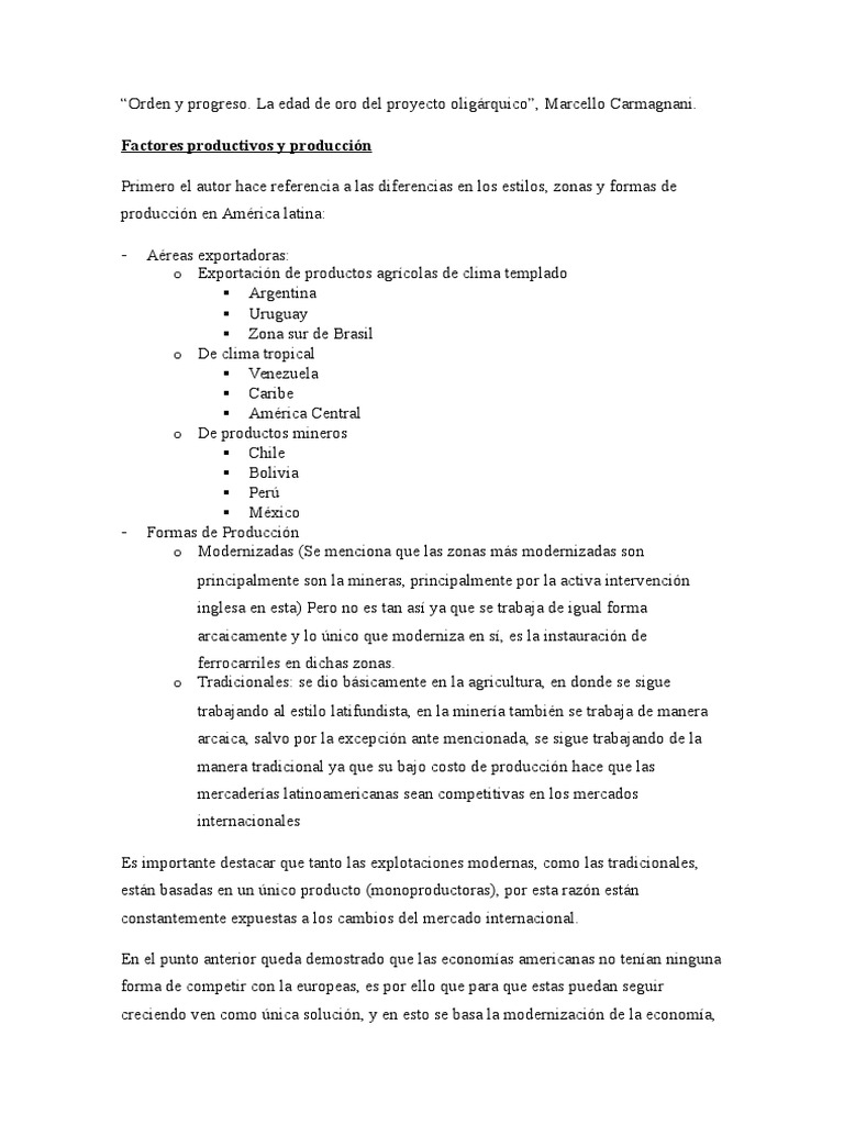 Orden y Progreso Resumen