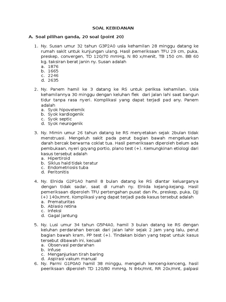 Contoh SOAL KEBIDANAN | PDF