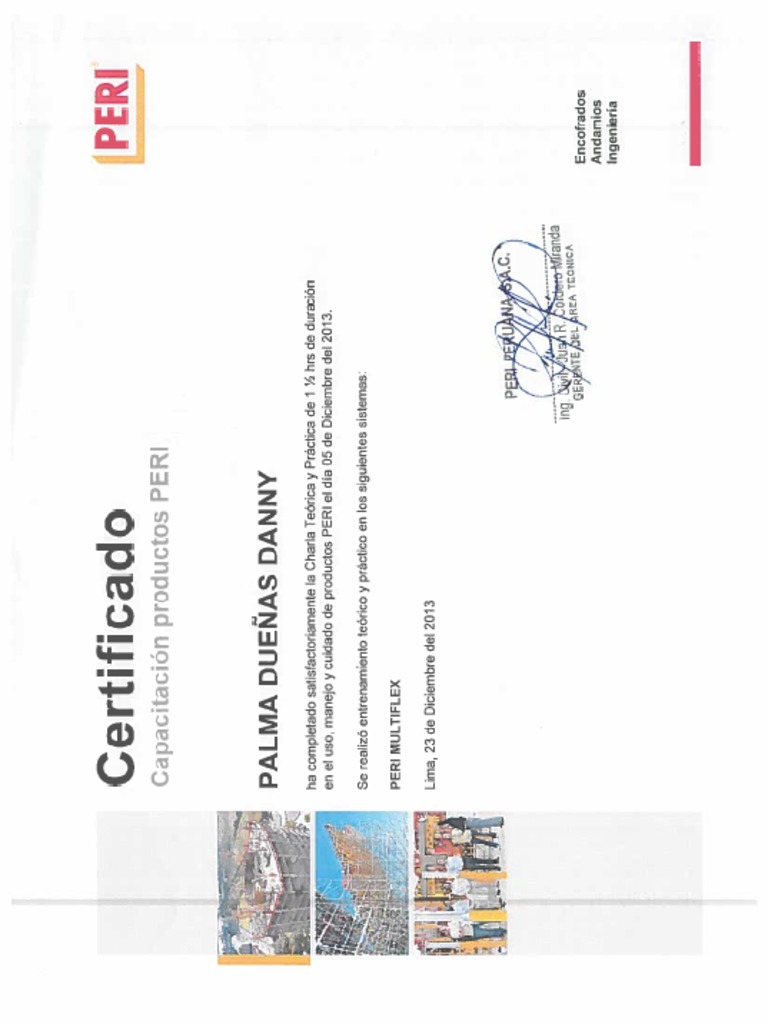 Certificado de Andamiero Peri 05 | PDF