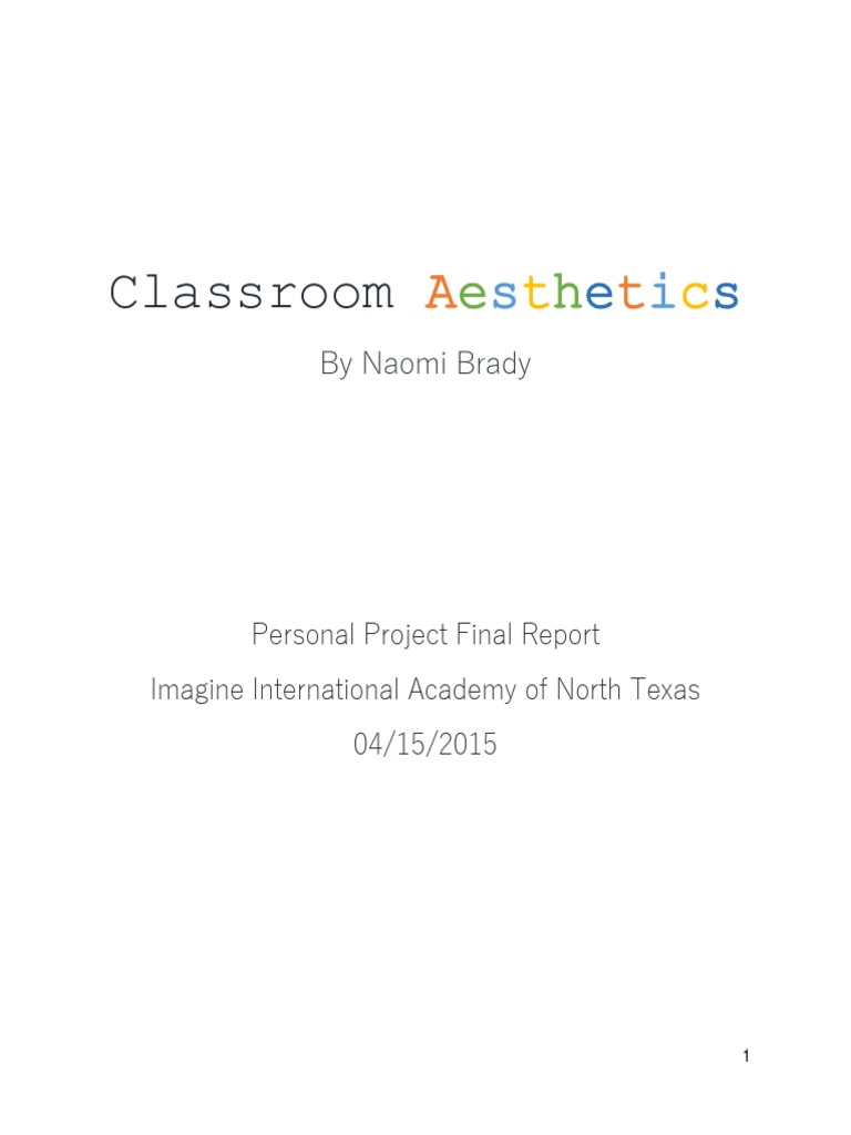 Personal Project Final Report (Final Draft) | PDF | Classroom | Creativity