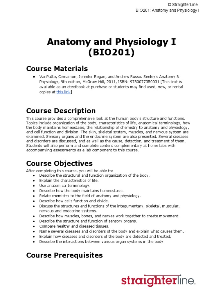 Anatomy and Physiology I (BIO201) Course Materials | PDF | Hormone ...