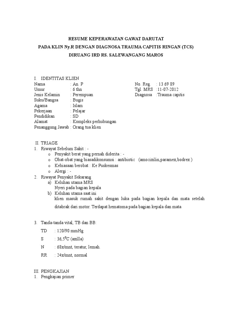 Resume Trauma Capitis | PDF