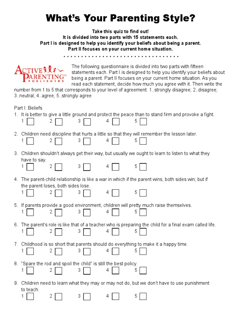 The Latest Parenting Style Quiz | PDF | Parenting | Relationships