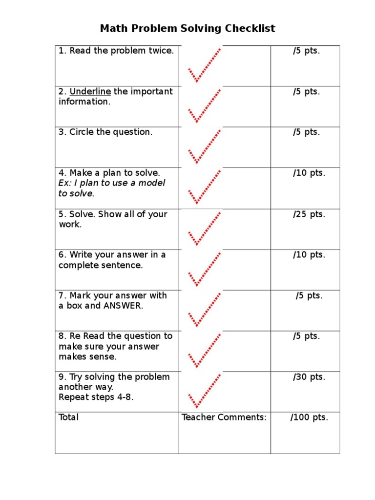 Math Problem Solving Guide | PDF | Language Arts & Discipline
