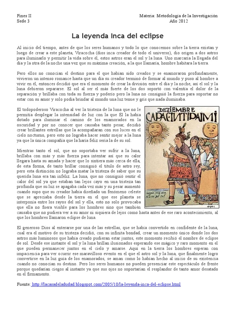 Clase 1 - Leyenda Inca | PDF | Luna | Dom