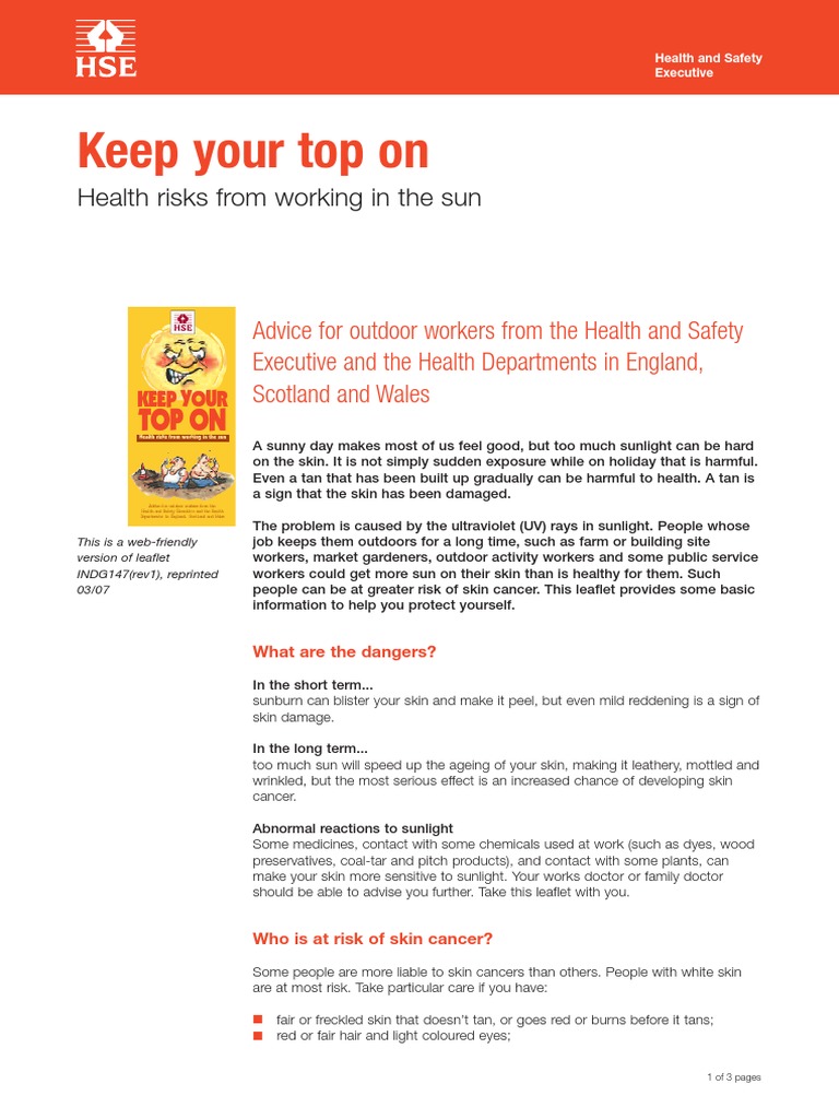 Working in Sun | PDF | Sunscreen | Cancer