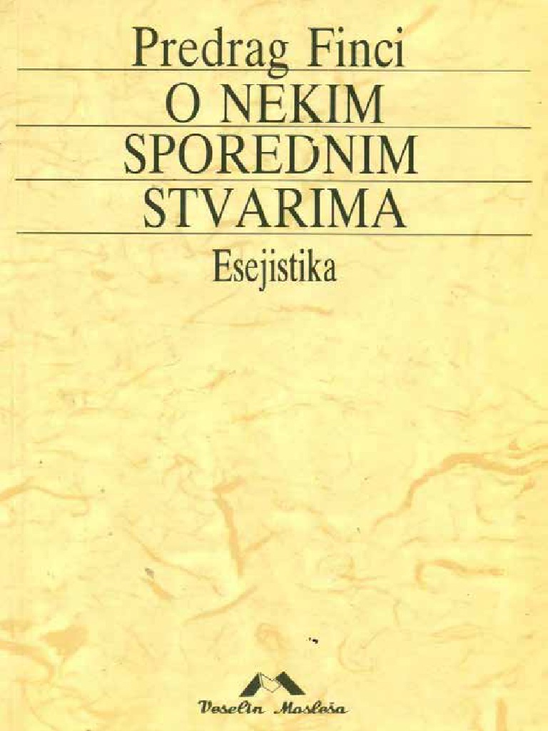 Predrag Finci-O Nekim Sporednim Stvarima | PDF