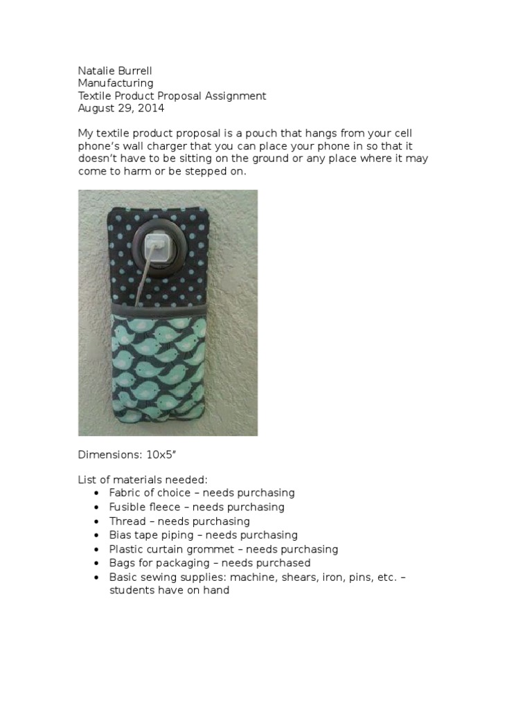 Textile Product Proposal Natalie | PDF | Seam (Sewing) | Textiles
