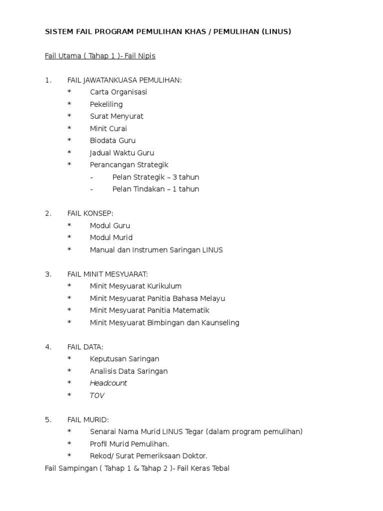 Sistem Fail Program Pemulihan Khas | PDF