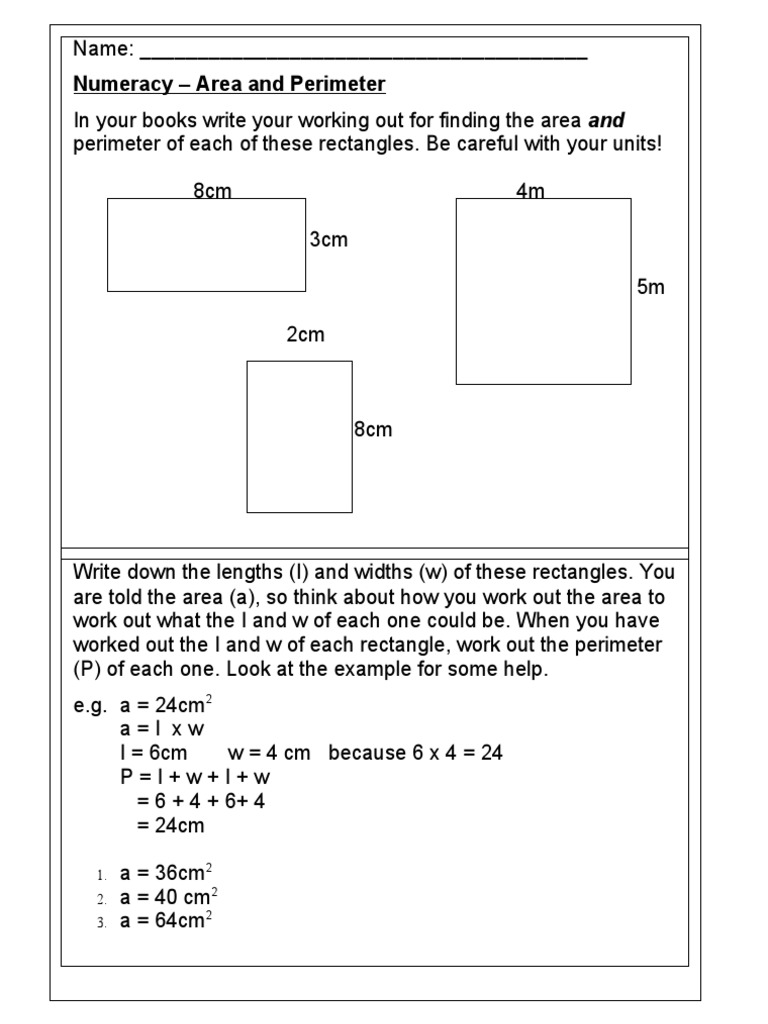 Area and Perimeter Y5 | PDF