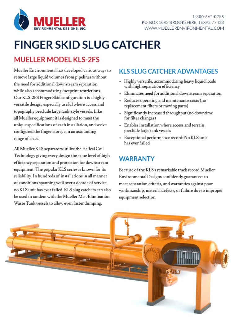 KLS-2FS Product Sheet Finger Slug Catcher | Gases | Pipeline Transport