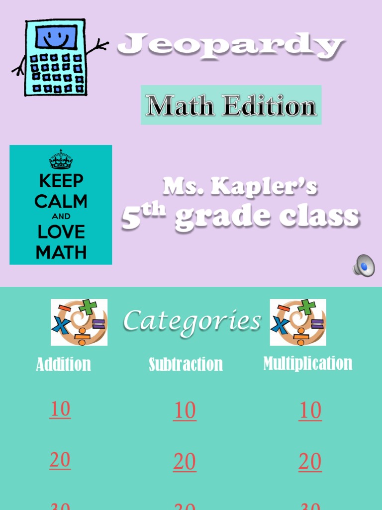 5th Grade Math Jeopardy Game | PDF | Cooking, Food & Wine | Teaching ...