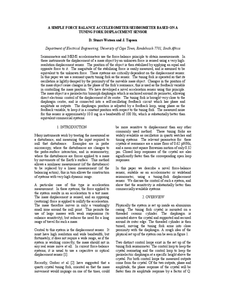 Advanced Tuning Fork Seismometer | PDF | Amplitude | Accelerometer