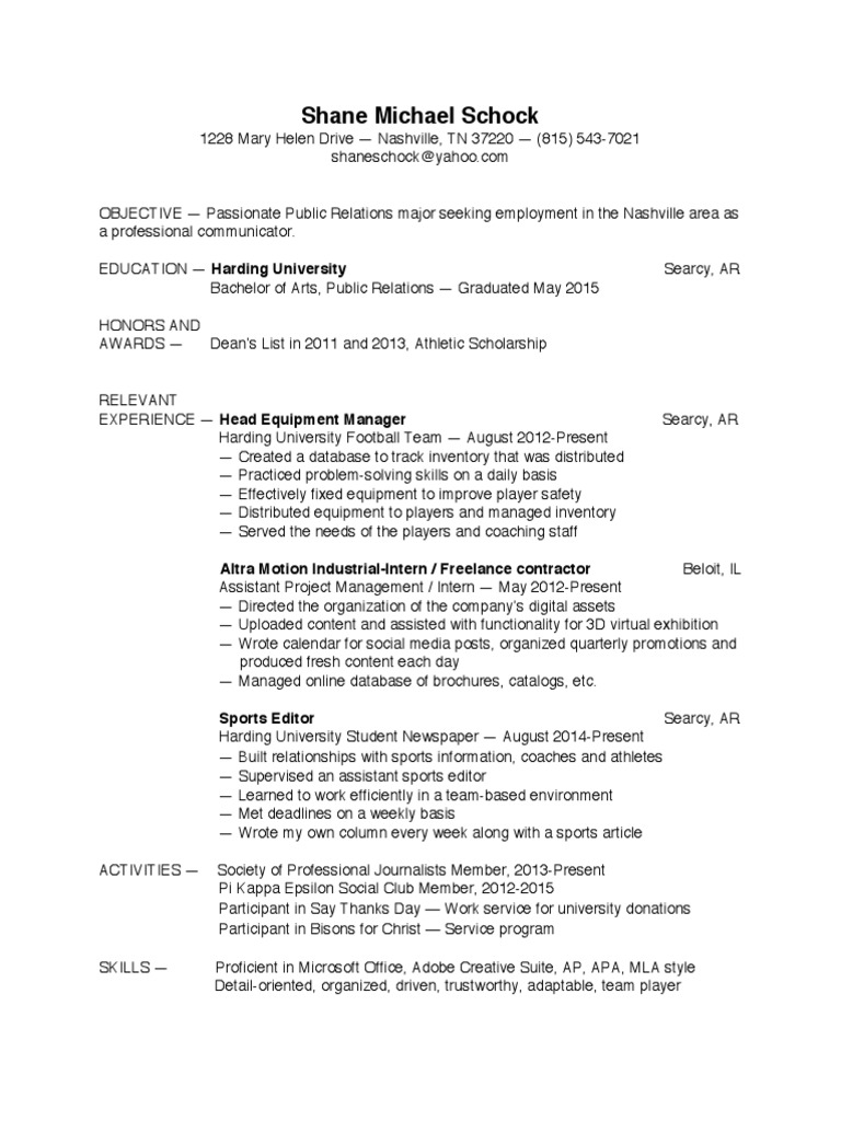 Shane Schocks Resume | PDF