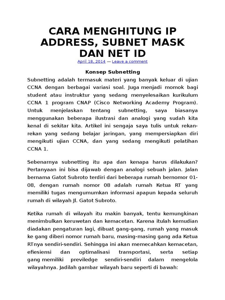 Cara Menghitung Ip Address | PDF