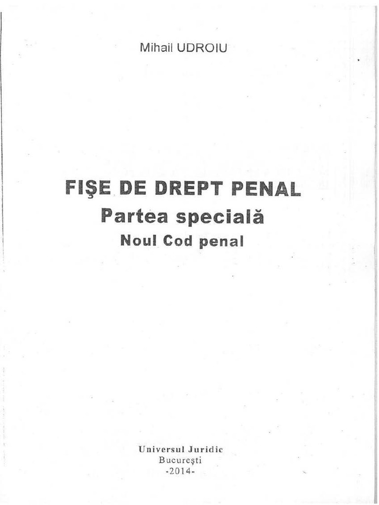 Mihail Udroiu - Fișe de Drept Penal, Partea Specială (NCP, 2014) | PDF