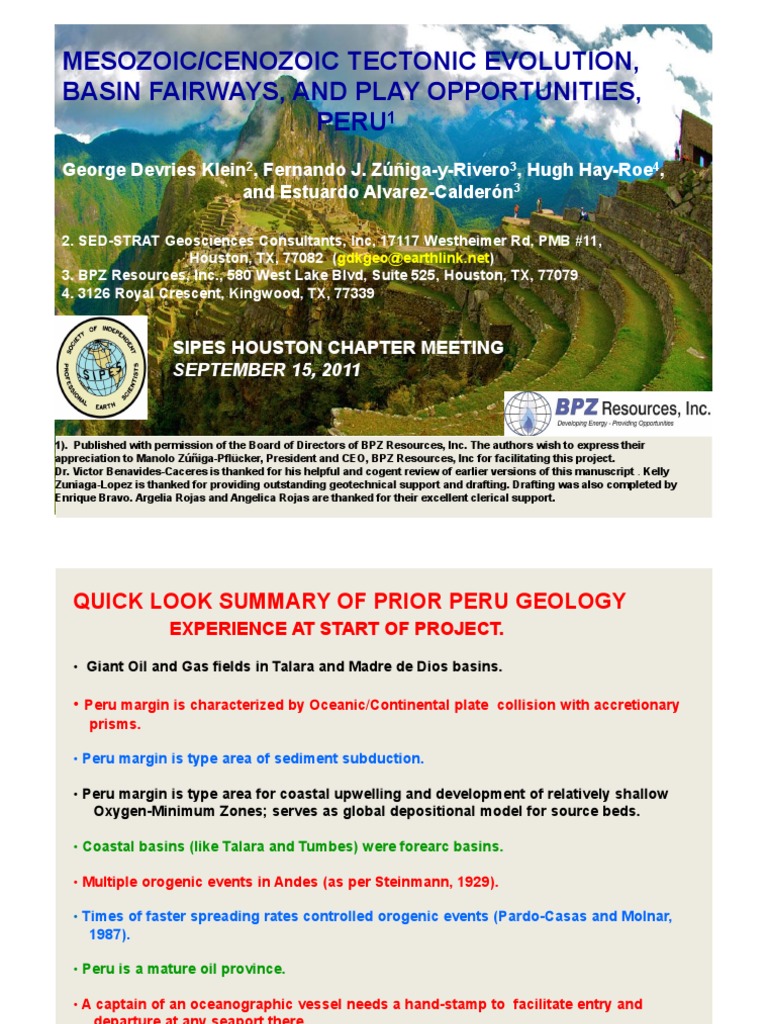 Peru's Tectonic Evolution and Oil Opportunities | PDF | Sedimentary ...