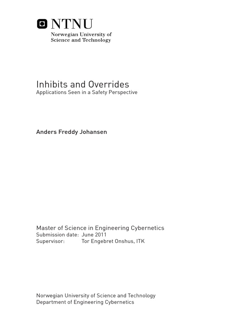 Inhibit and Overrides | PDF | Safety | Engineering