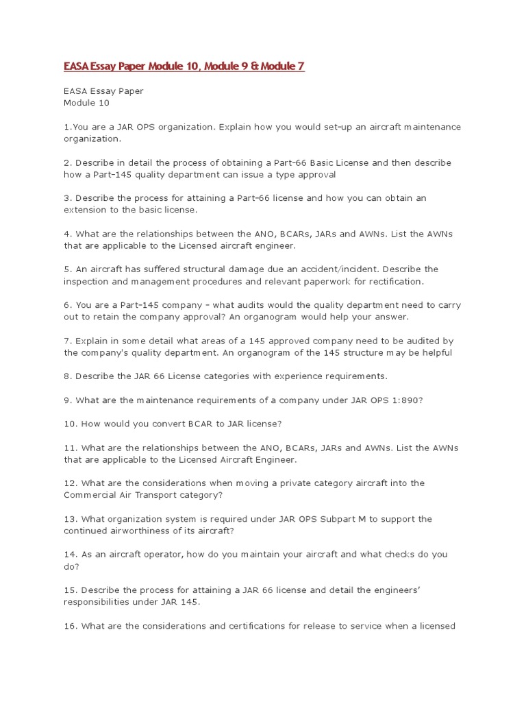 EASA Essay Paper Module 10 | PDF | Aircraft | Aviation