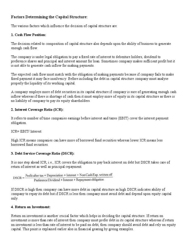 Factors Determining Capital Structure | Download Free PDF | Capital ...