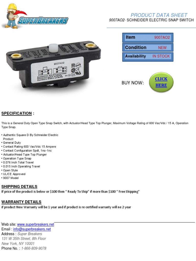 Schneider Electric Snap Switch 9007AO2 | PDF