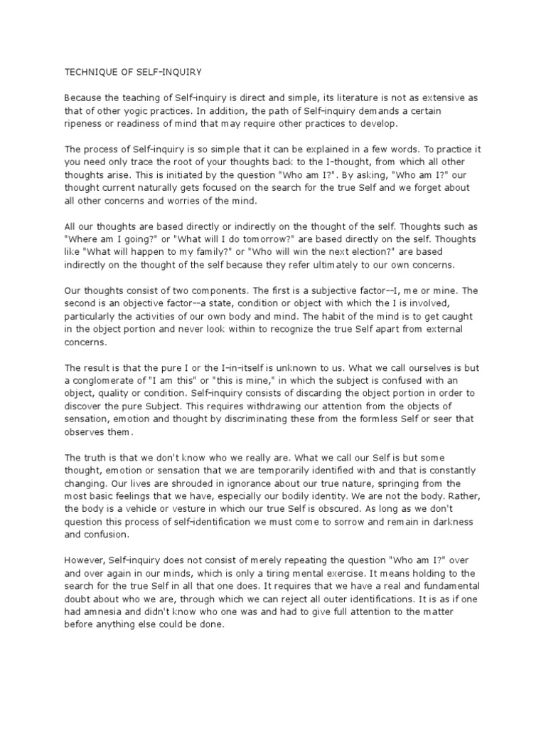 Self Inquiry Technique | Self | Mind