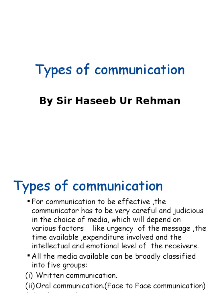 Types of Communication | PDF | Hierarchy | Communication