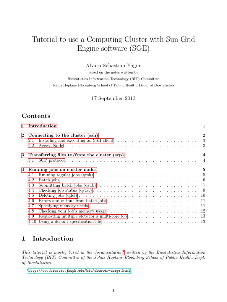 Sun Grid Engine Tutorial Pdf File Transfer Protocol Secure Shell 