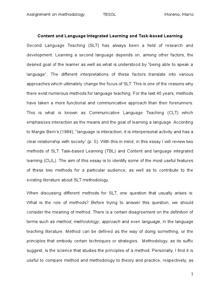 Content and Language Integrated Learning and Task-Based Learning | PDF ...