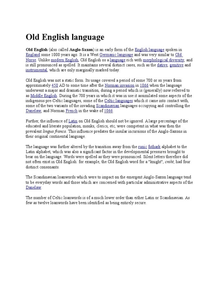 Old English Language Beowulf in Old English | PDF | English Language ...