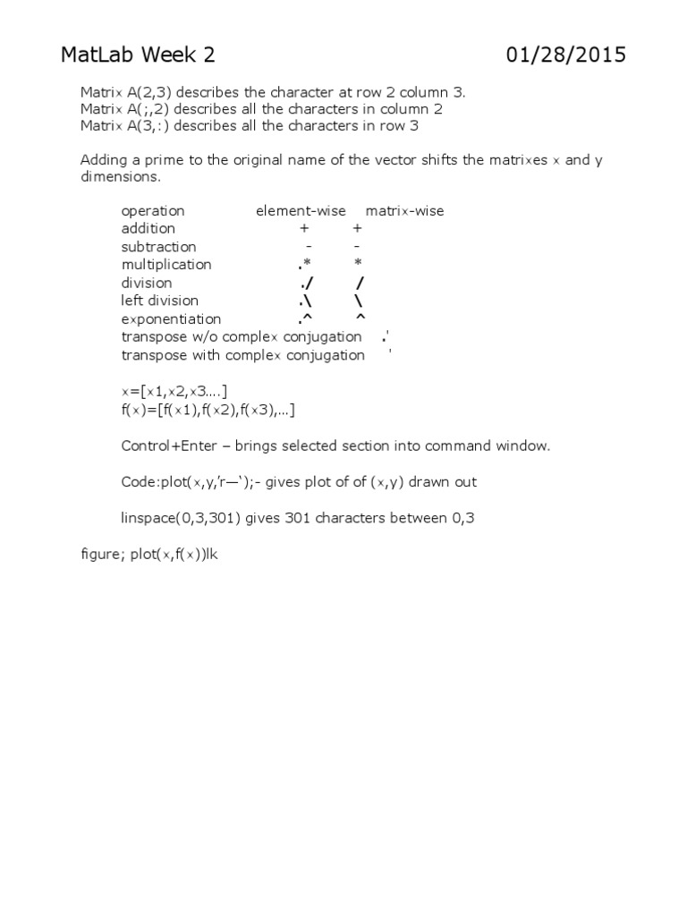 Element-wise Division in MatLab | PDF